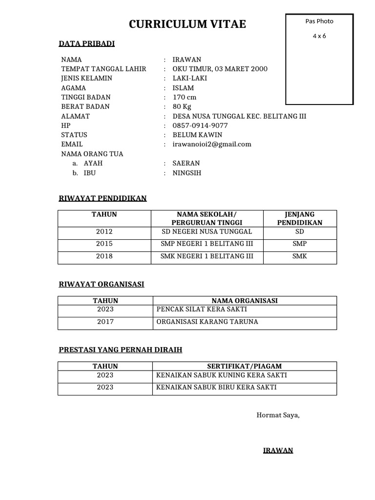 Contoh Format CV | PDF