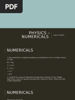 Class9 Force and Laws of Motion Numericals | PDF