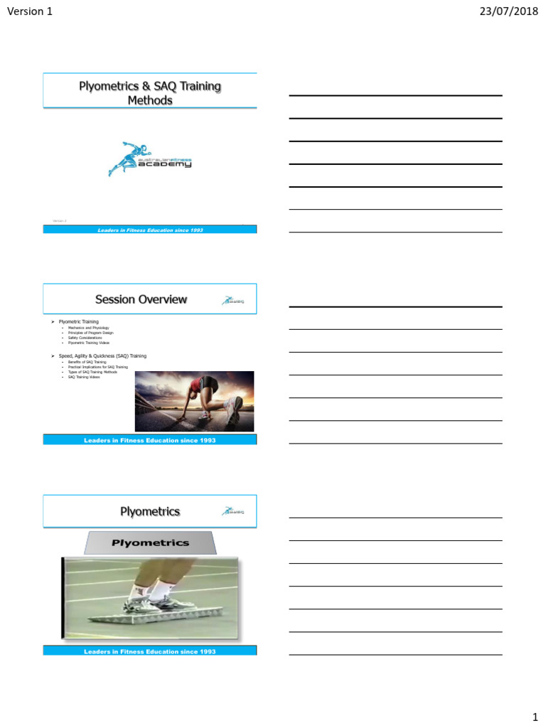 Lecture Presentation 4.4 - Plyometrics and SAQ Training | PDF