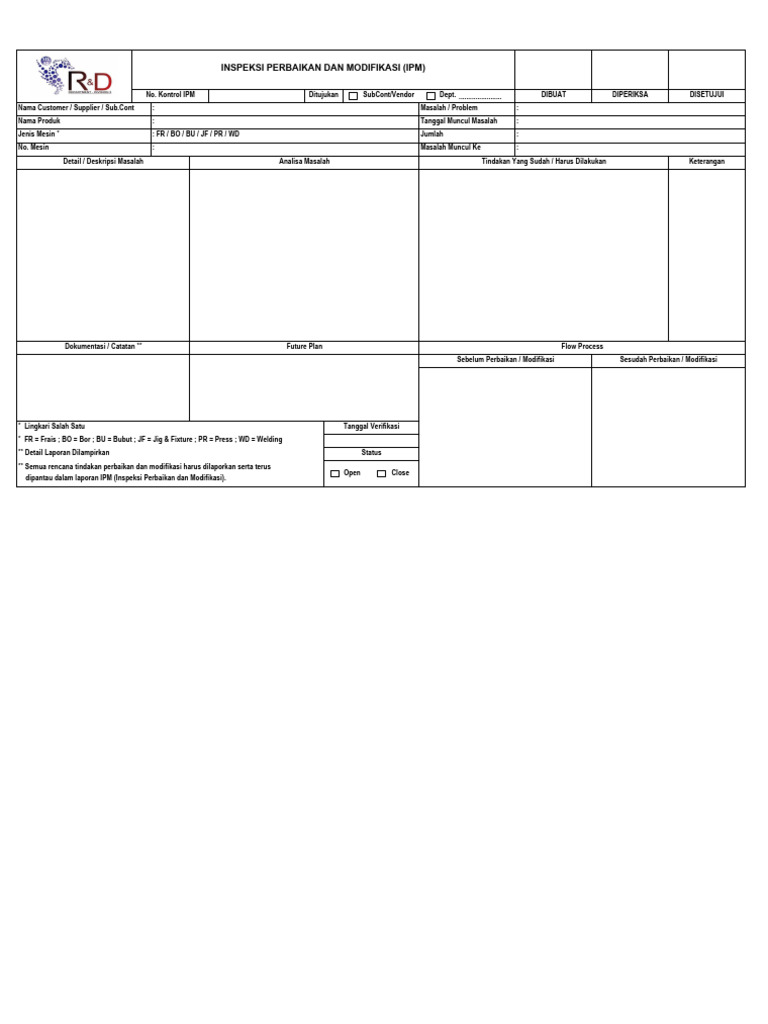Contoh Form Perbaikan | PDF