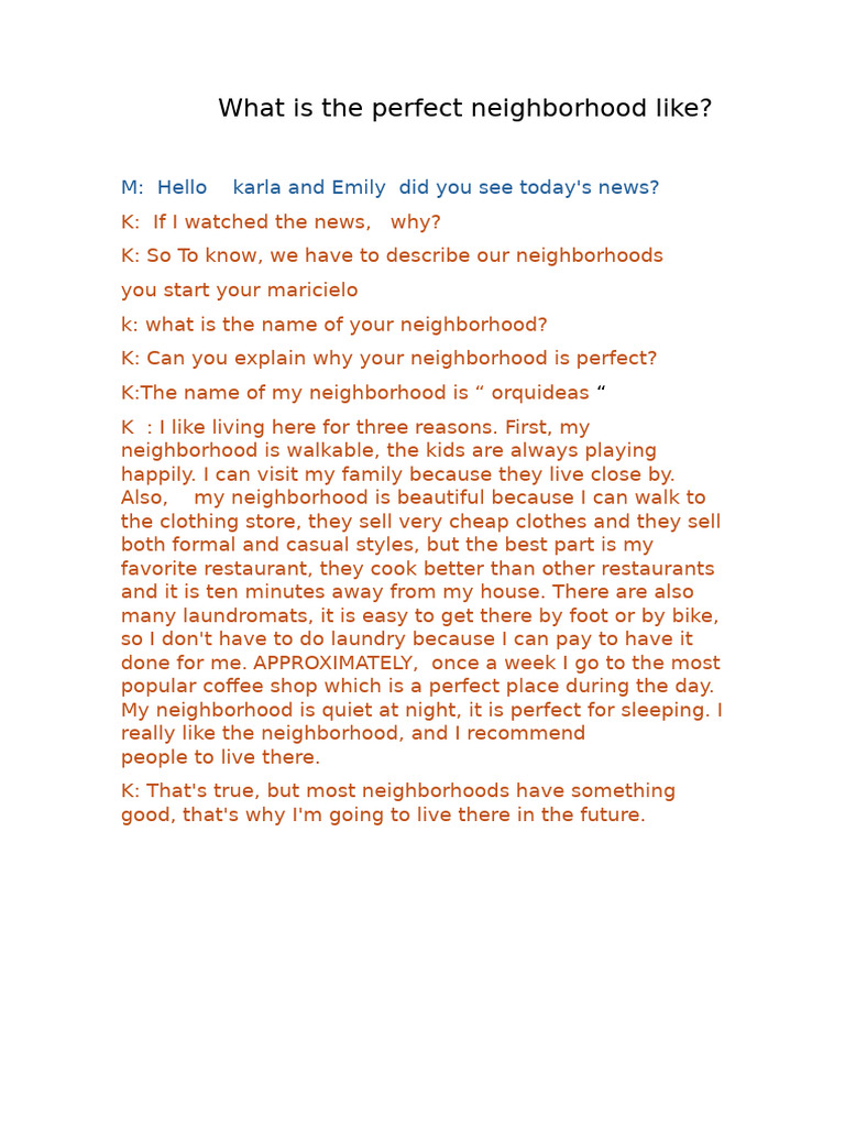 Ideal Neighborhood Characteristics Explained | PDF