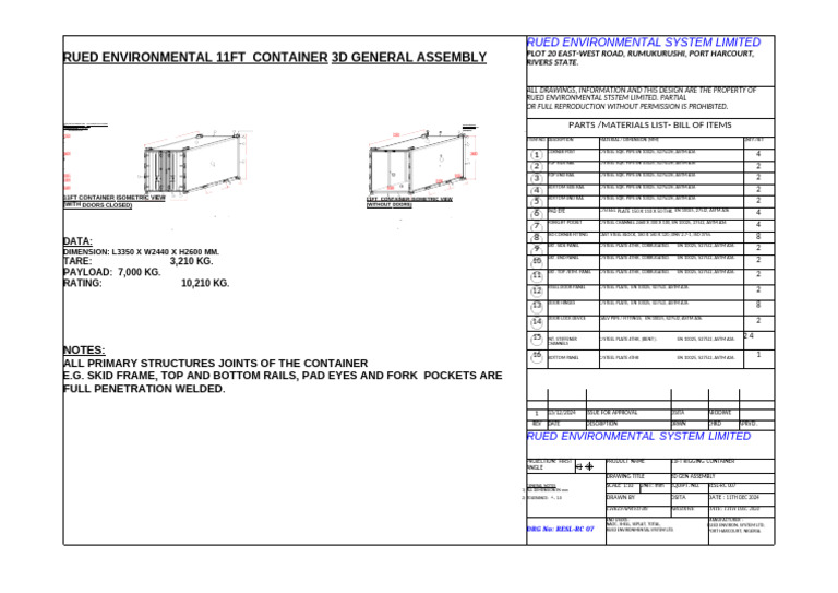 Rued Env 11ft Rigging Container 3d General Assembly | PDF | Pipe (Fluid ...