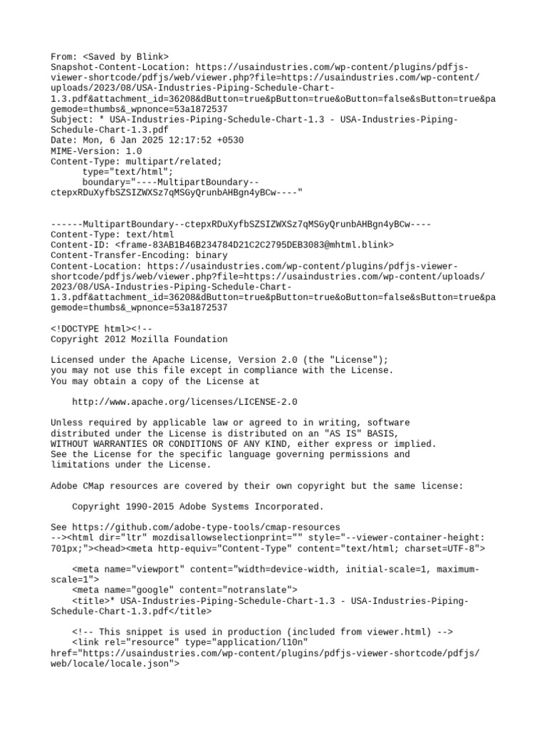 _ USA Industries Piping Schedule Chart 1.3 USA Industries Piping Schedule Chart 1.3 | PDF ...