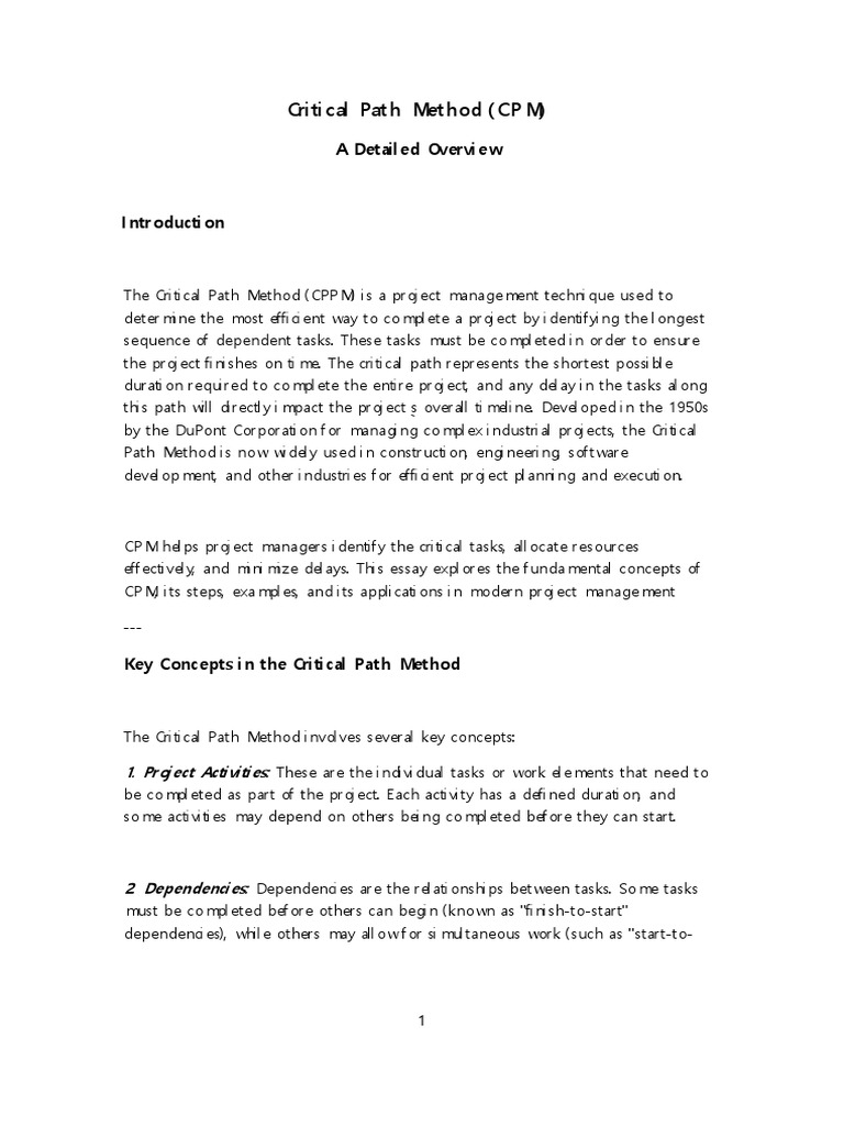 Critical Path Method | PDF