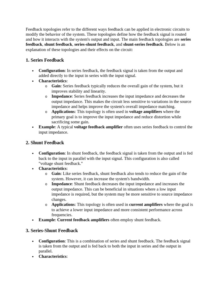 Feedback Topologies and Effects | PDF | Amplifier | Feedback