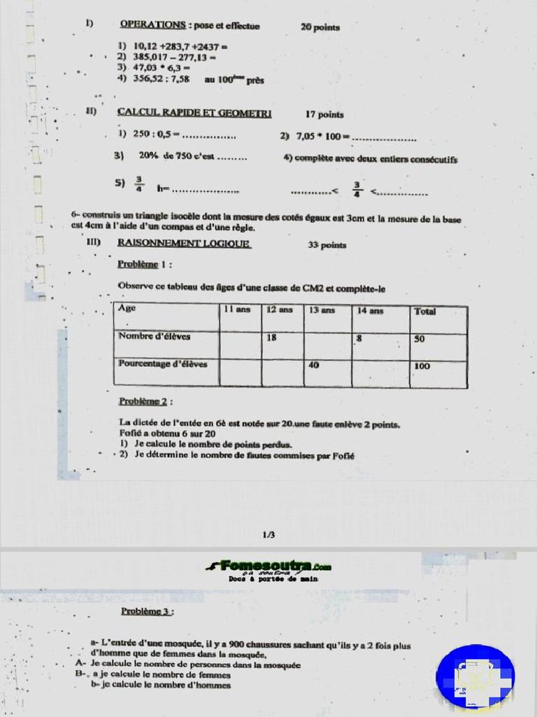 Prepa Maths Cm2 | PDF
