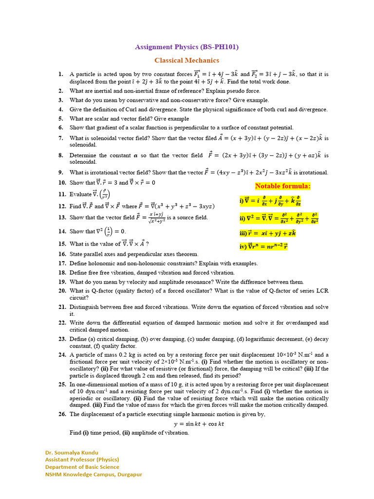 Physics Assignment for Students | PDF | Diffraction | Damping