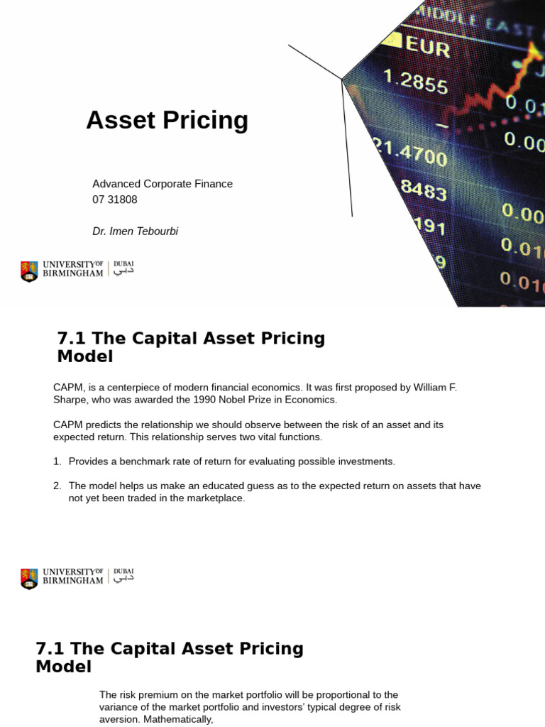 Chap7 Asset Pricing | PDF | Capital Asset Pricing Model | Modern ...