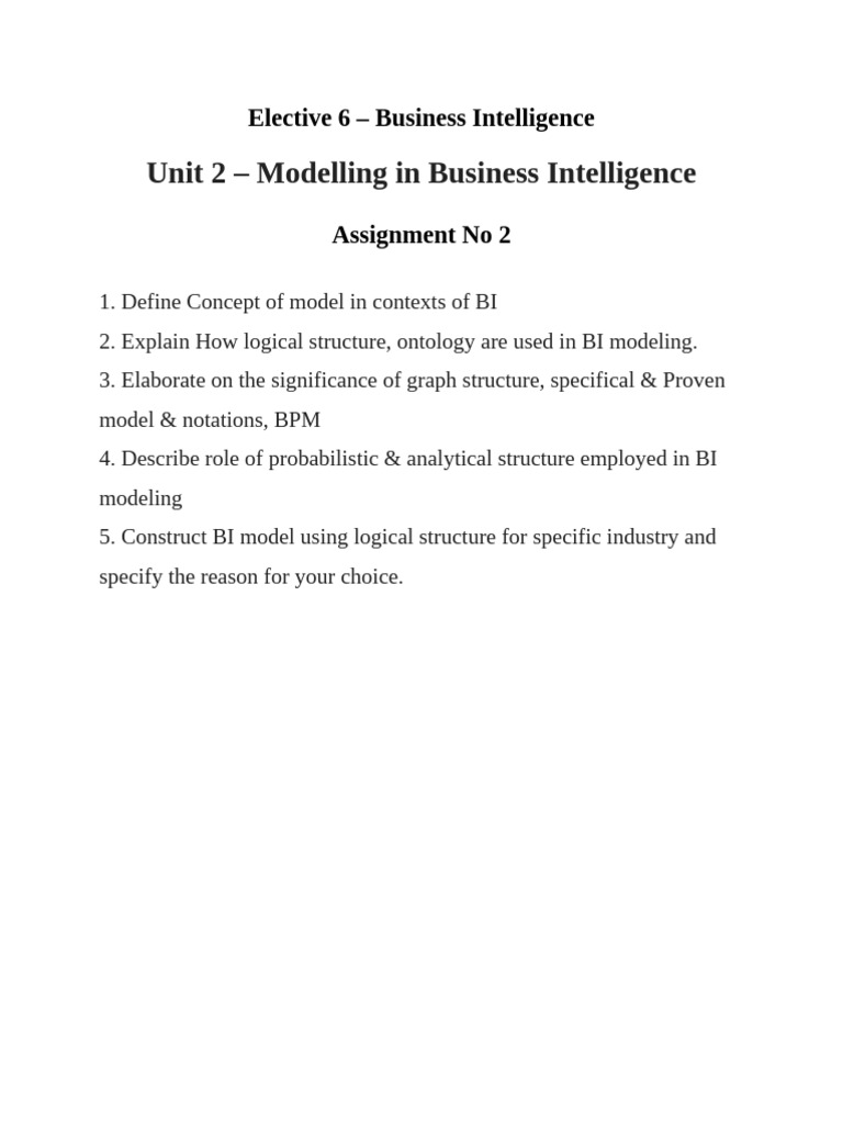 BI UNIT 2 Assignment | PDF