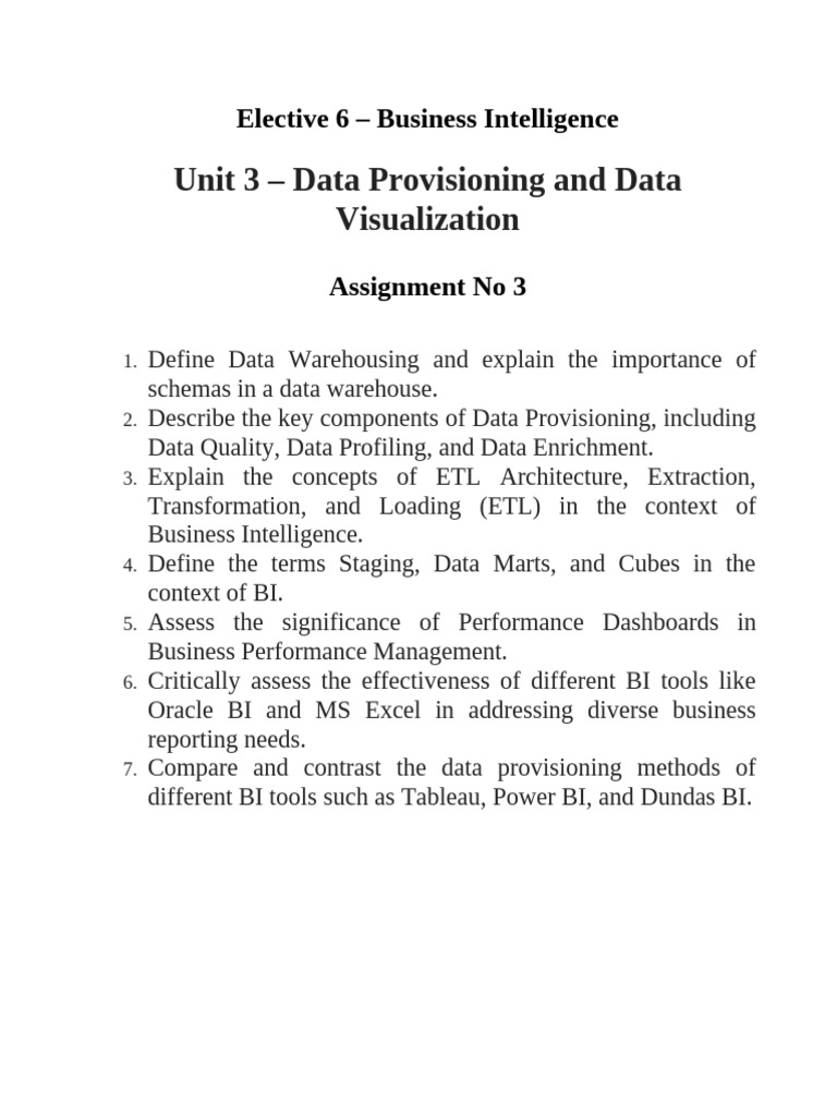 BI UNIT 3 Assignment | PDF