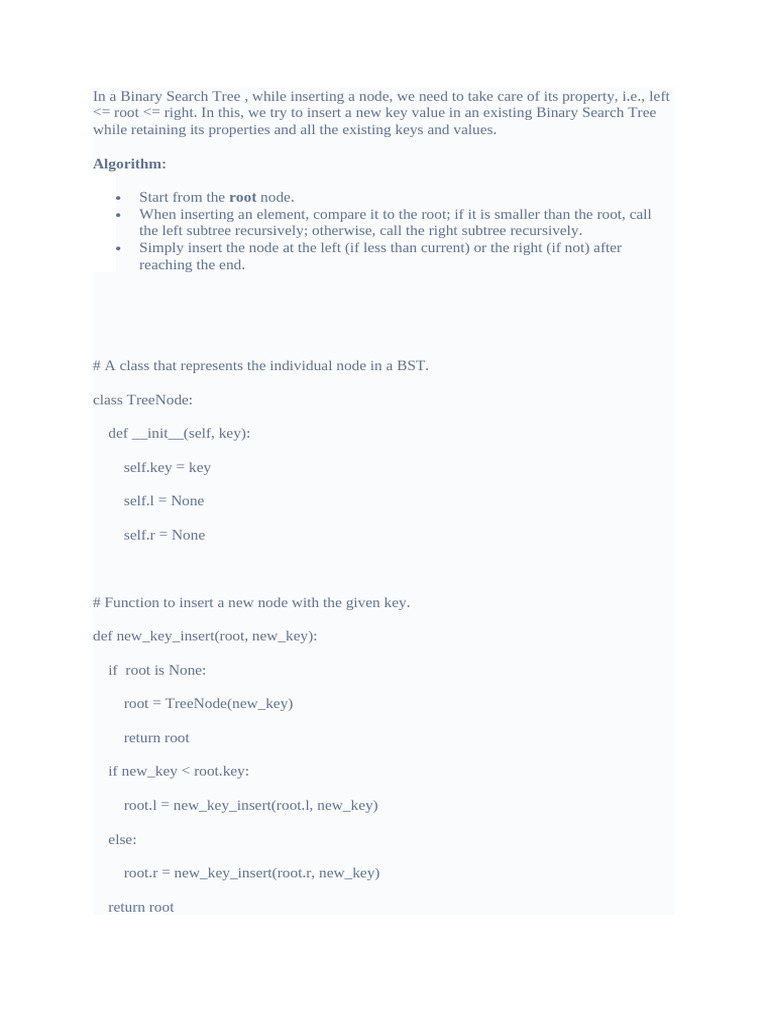 Construction of BST | PDF | Algorithms | Computer Programming