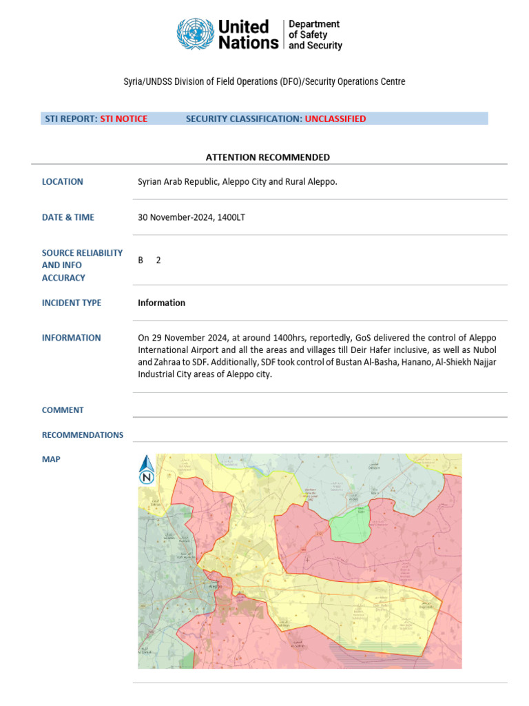 2024 11 30 STI Notice Aleppo City and Rural Aleppo # 001 | PDF