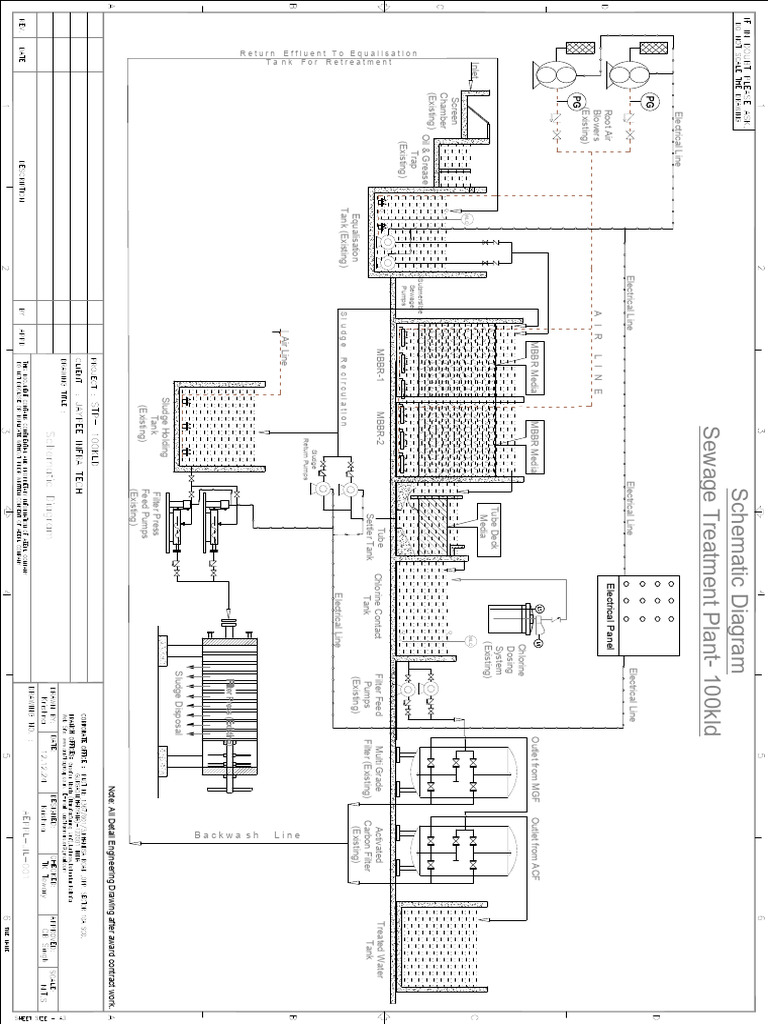 Schematic Diagram STP 100 KLD | PDF | Sewage Treatment | Hydraulic ...