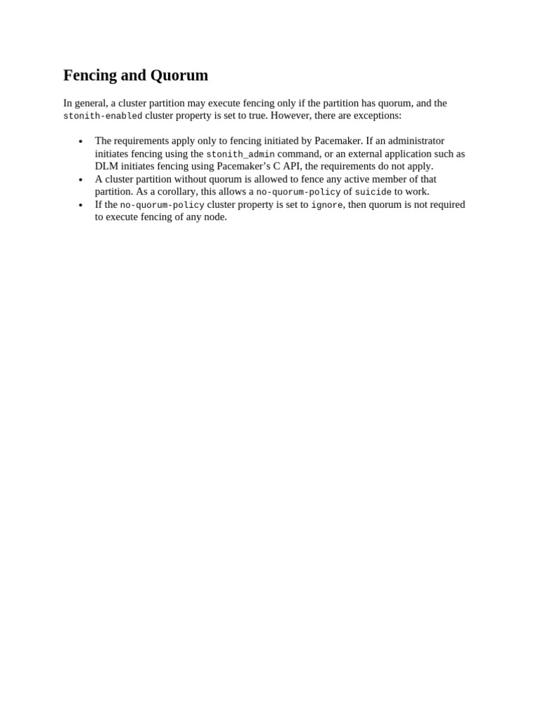 Fencing and Quorum | PDF