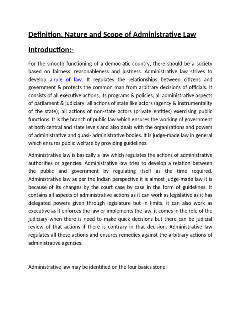 NATURE DEFINITION AND SCOPE OF ADMINISTRATIVE LAW | PDF ... NATURE DEFINITION AND SCOPE OF ADMINISTRATIVE LAW | PDF ...