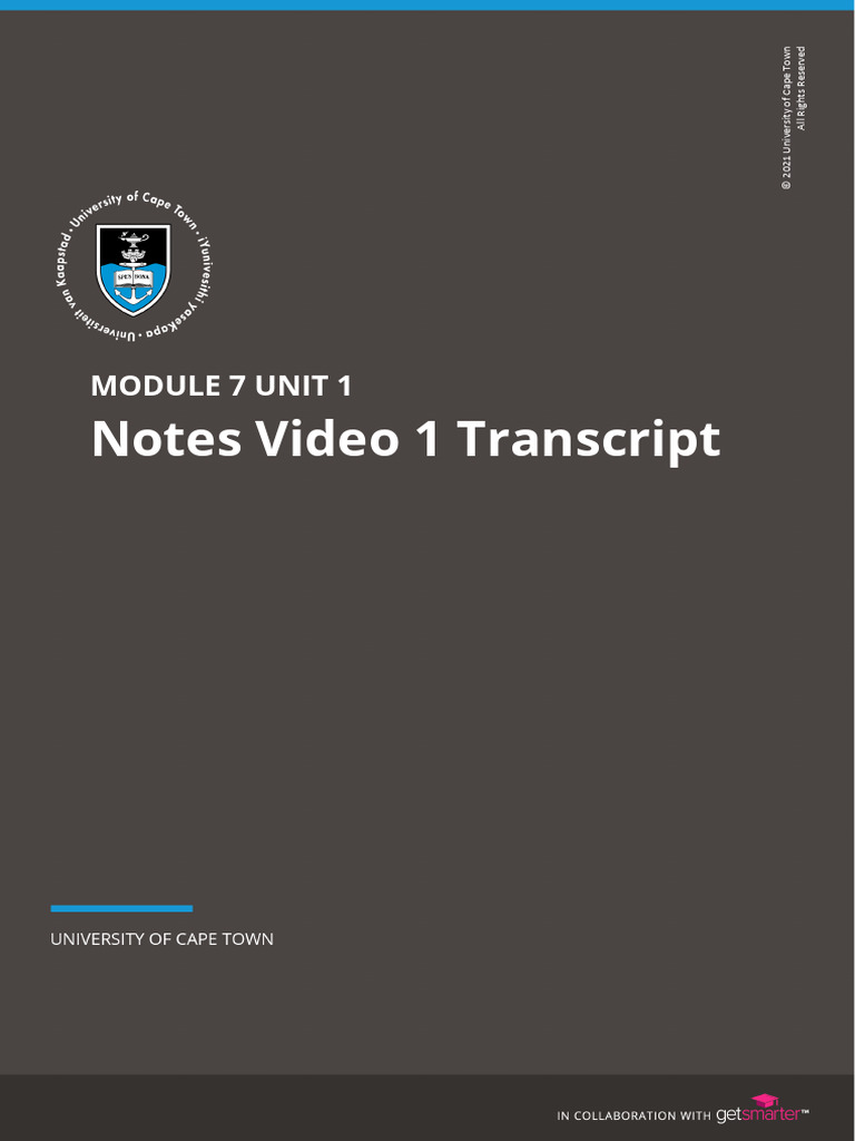 UCT DPP M7U1 Notes Video 1 Transcript | PDF | Cognition