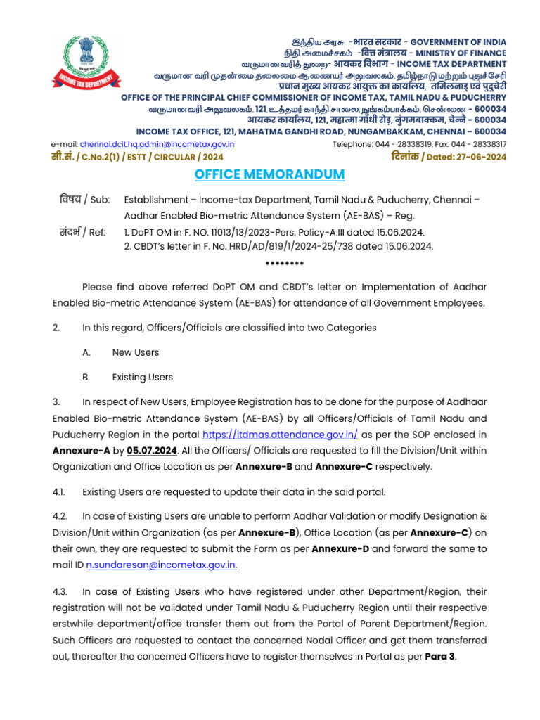 Aadhar Biometric Attendance System Guide | PDF | Public Finance | Taxes