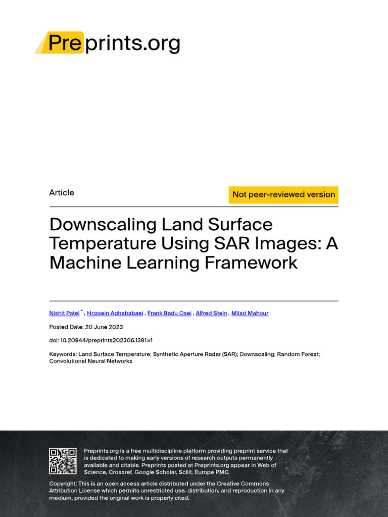 Downscaling Land Surface Temperature Using SAR Images: A Machine ...