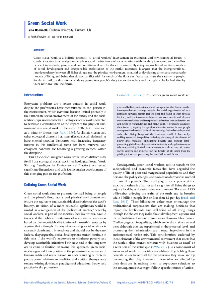 Green Social Work: A Holistic Approach | PDF | Sustainability | Social Work
