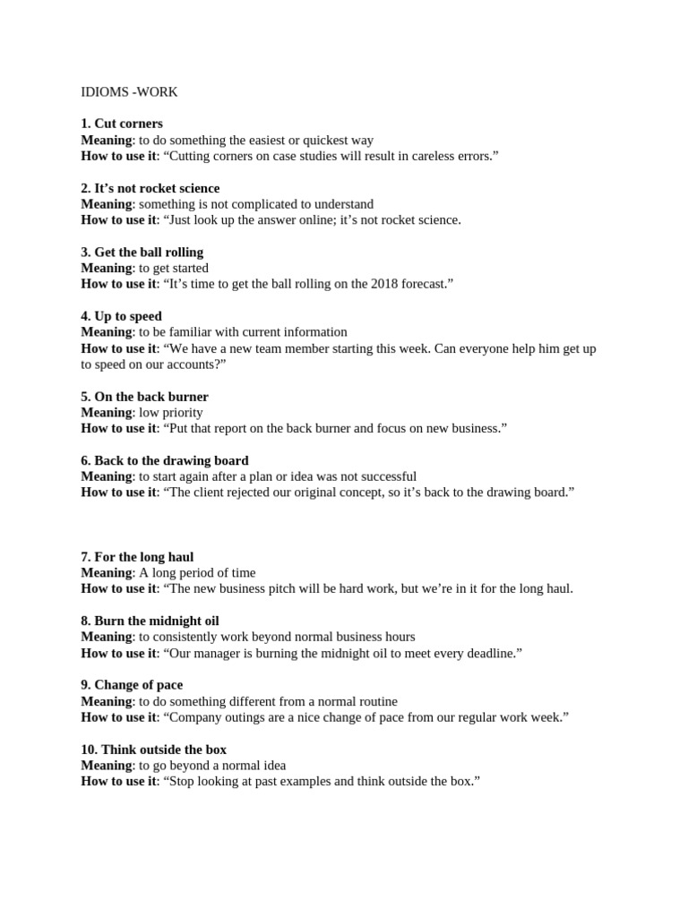 IDIOMS_work_hobby | PDF | Identity (Social Science) | Creativity