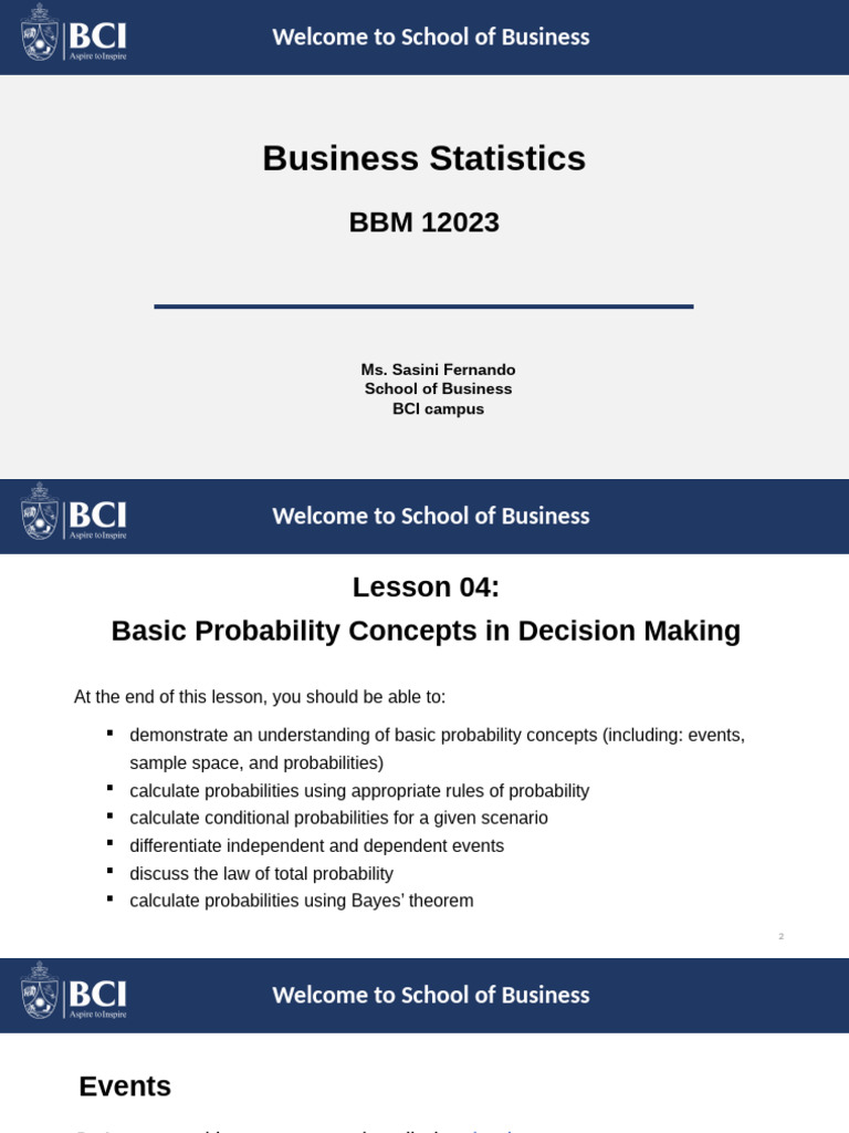 Lesson 04 - Part I | PDF | Probability | Probability Theory