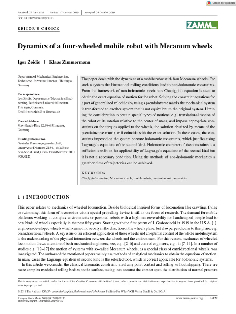 [2019] Z Angew Math Mech - 2019 - Zeidis - Dynamics of a four‐wheeled ...