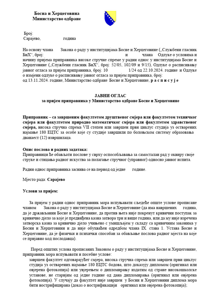 Javni Oglasa Pripravnici | PDF