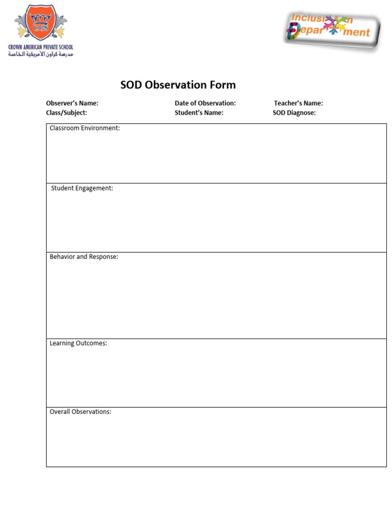 SOD Observation Form | PDF