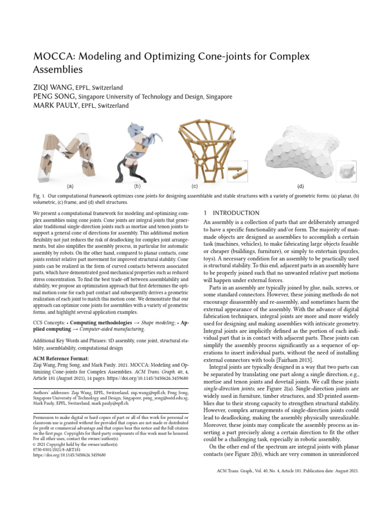 MOCCA Modeling and Optimzing Cone-joints for Complex Assemblies | PDF | Force | Equations