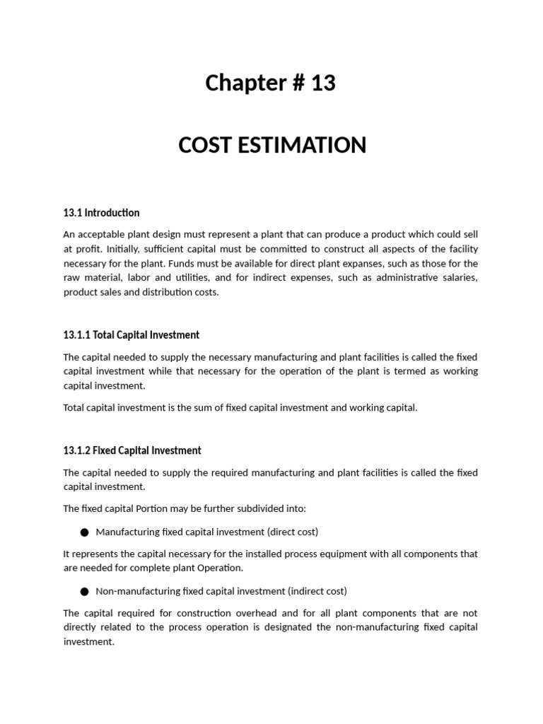 Cost Estimation | PDF | Capital (Economics) | Investing
