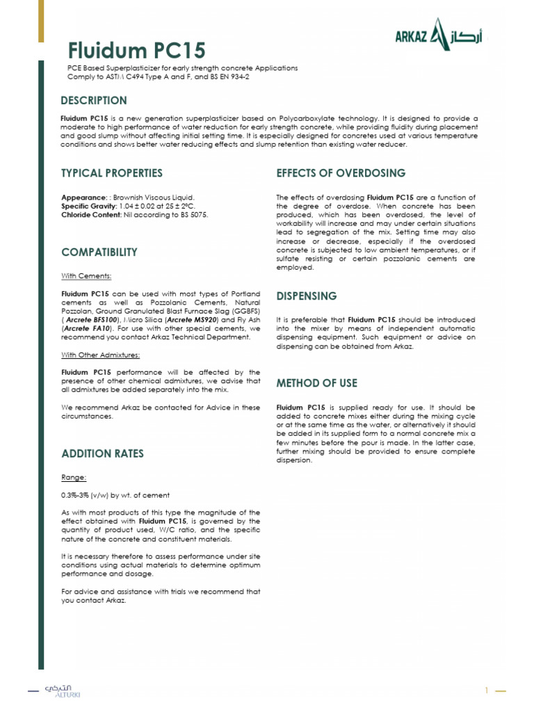 Fluidum PC15 | PDF | Concrete | Cement