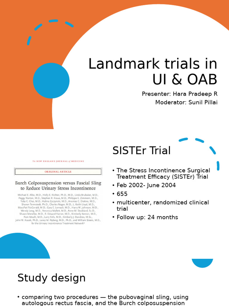 Final LANDMARK TRIALS IN OAB & UI | PDF | Urinary Incontinence ...