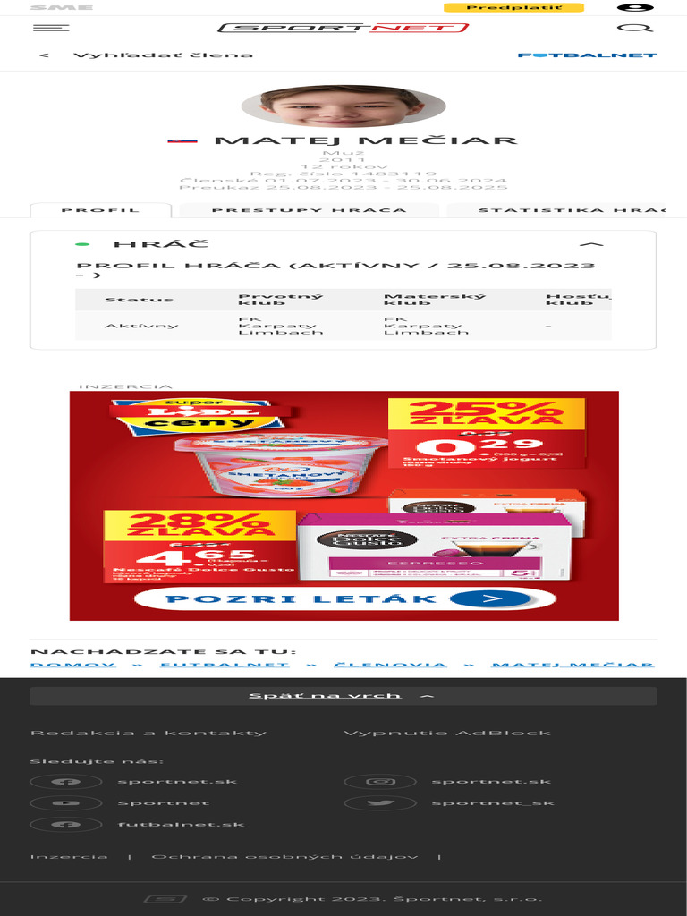 Matej Mečiar SPORTNET | PDF