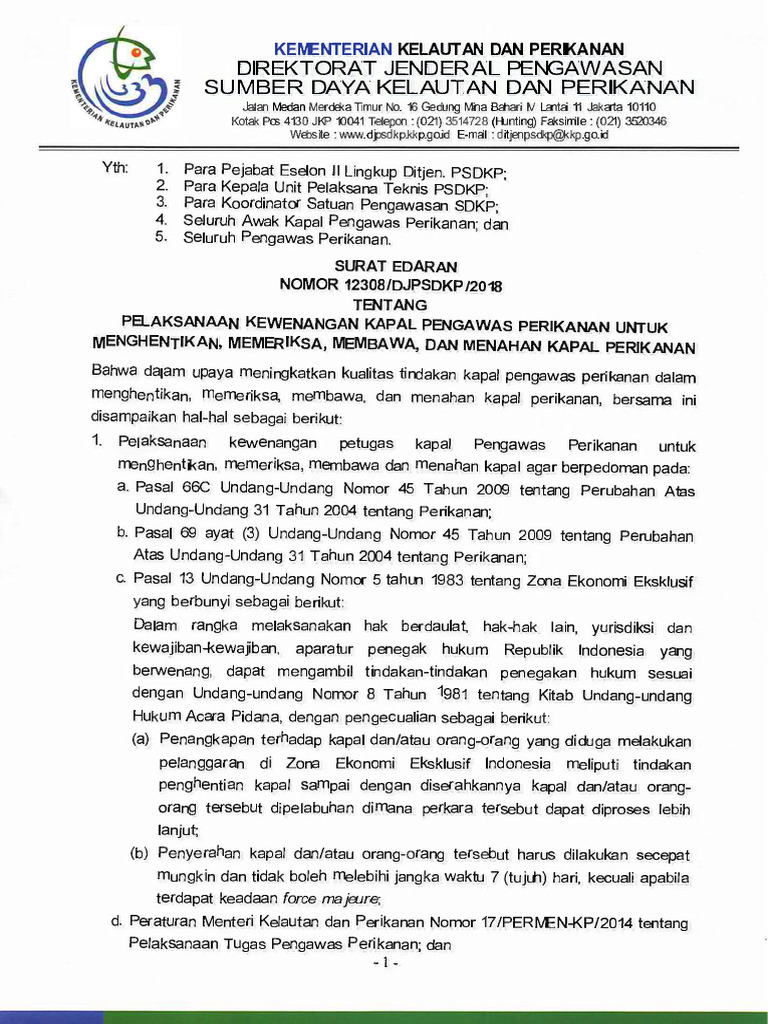 Kewenangan Kapal Pengawas Perikanan | PDF