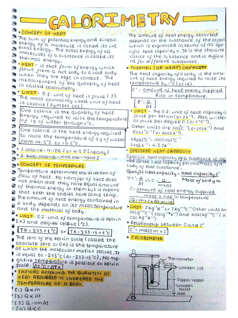 Physics Notes PDF (Calorimetry and Radioactivity) | PDF