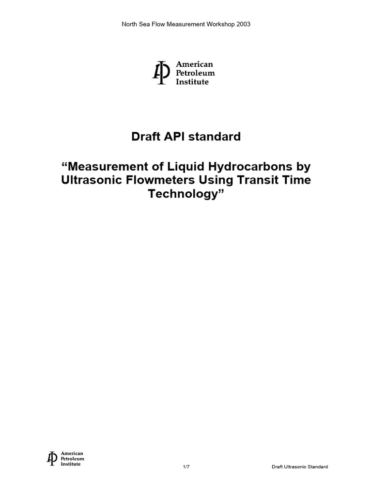 Paper - NSFMW 2003 - API Standard On UFM | PDF | Flow Measurement | Liquids