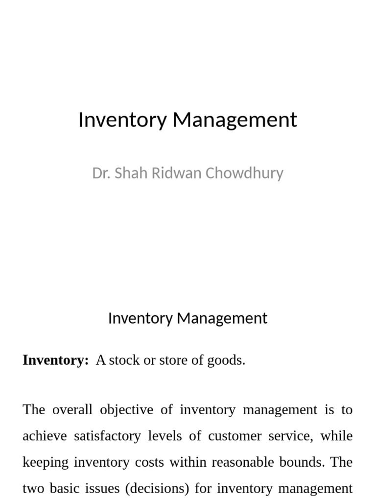 Inventory Management | PDF | Inventory | Business Economics