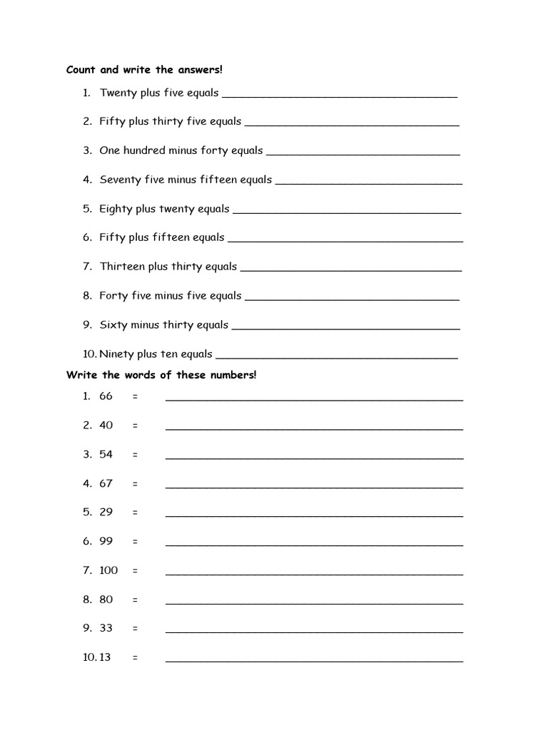 Math Exercises and Number Writing Guide | PDF