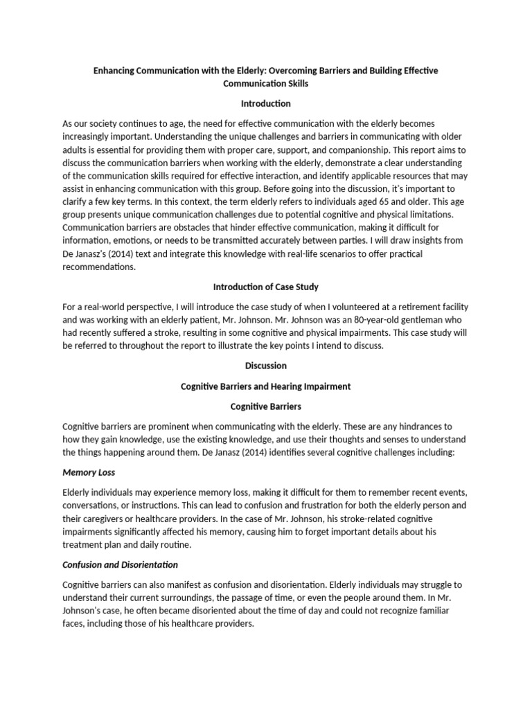 Enhancing Communication With The Elderly | PDF | Communication | Caregiver