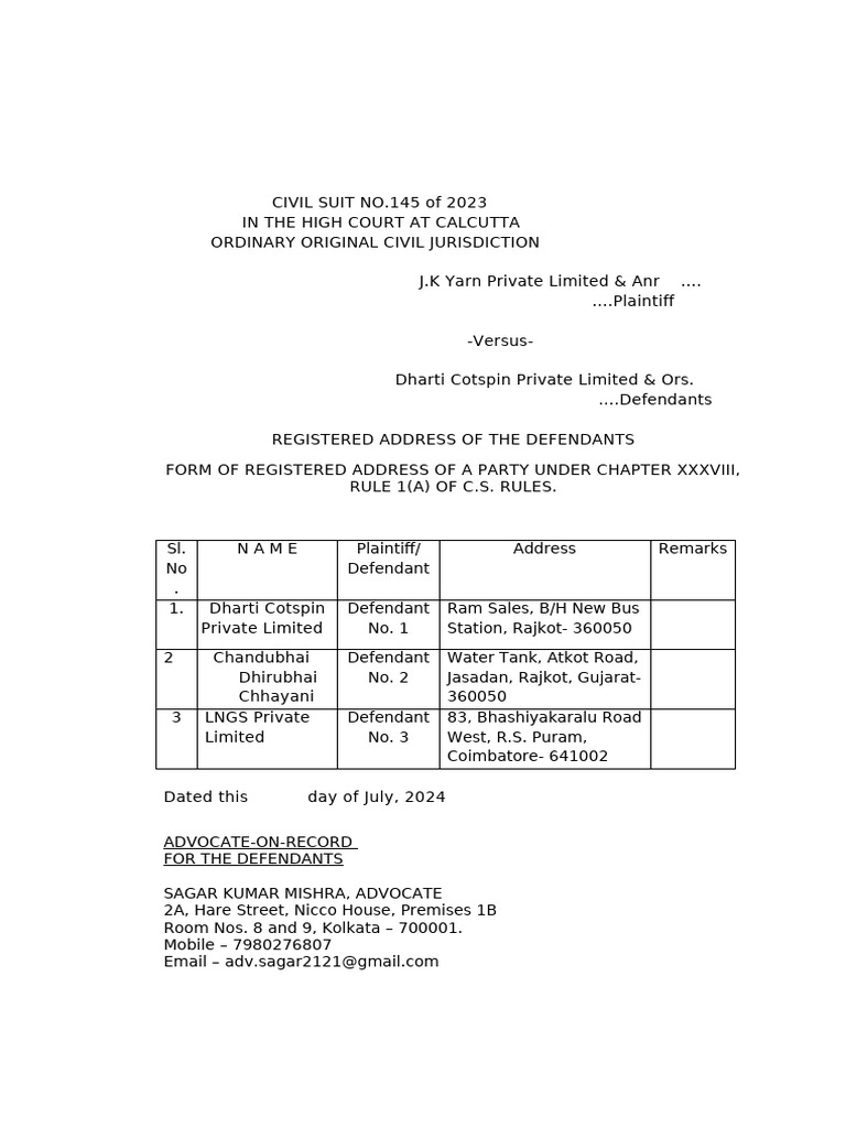 Final Written Statement C.S. No. 145 of 2023 14.07.24 Defendant Nos. 1 ...