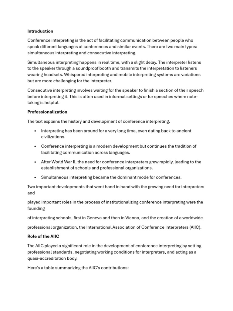 Overview of Conference Interpreting | PDF | Language Interpretation ...