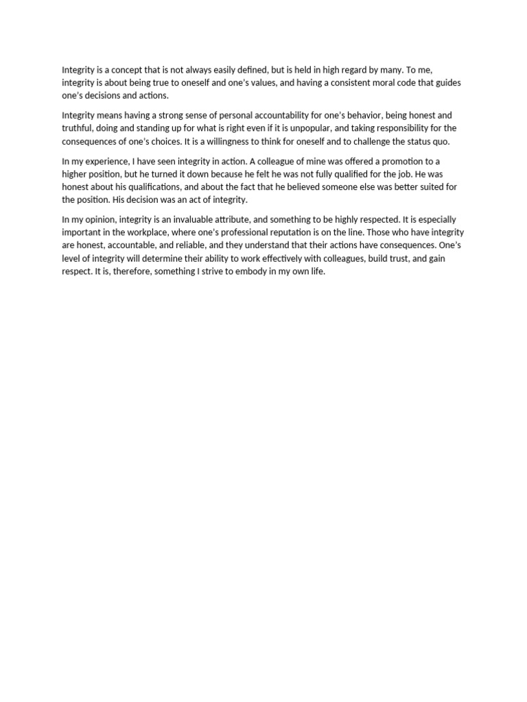 Personal Integrity and Ethical Foundations | PDF