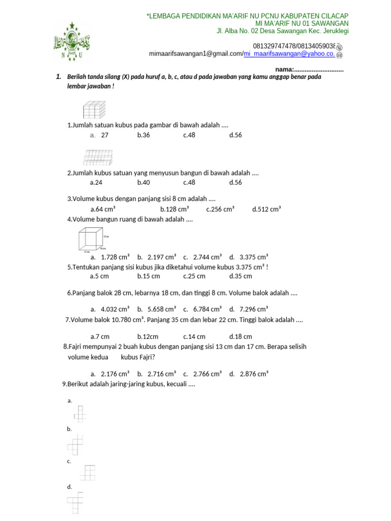SOAL MTK KLS 5 PTS 2 | PDF