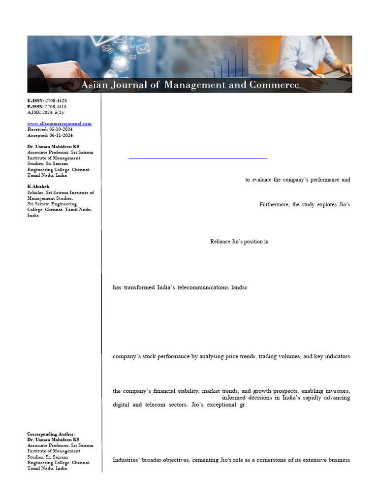 Usman Mohideen KS and K Abishek | PDF | Technical Analysis | Investing