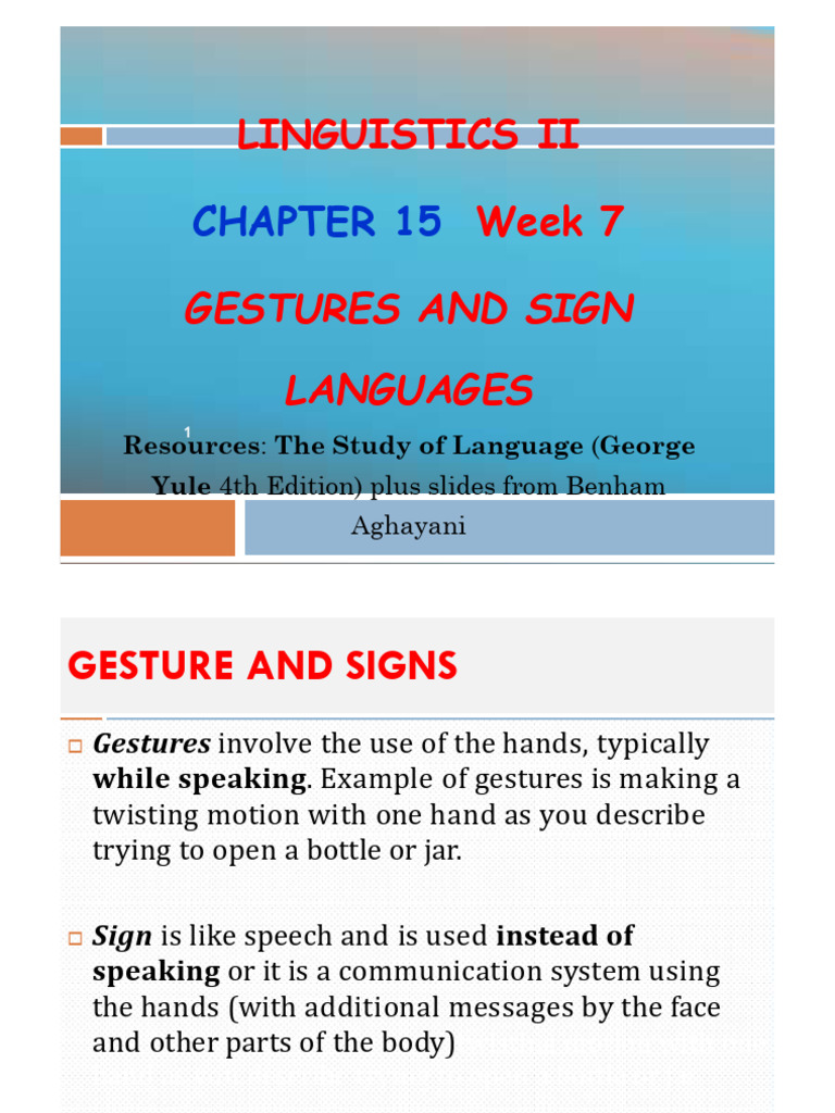 Chapter 15 Gestures and Sign Languages | PDF | American Sign Language ...