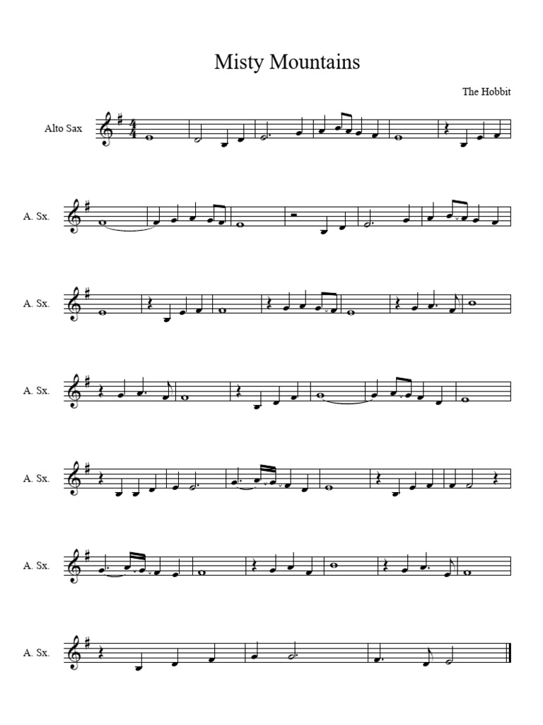 Alto Sax Sheet Music: Misty Mountains | PDF