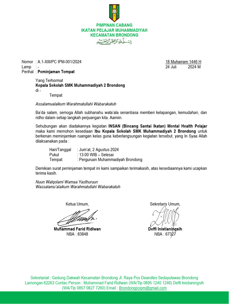 Tugas Paksi PC Ipm Brondong Surat Umum | PDF
