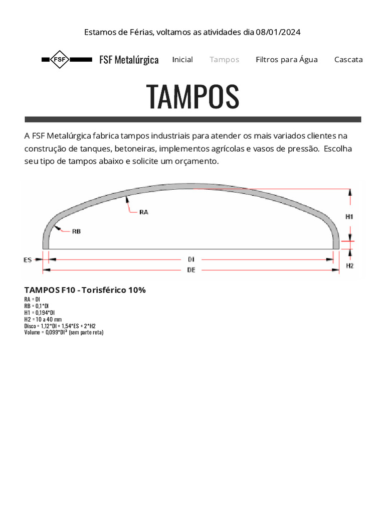 Tipos de Tampos - FSF | PDF