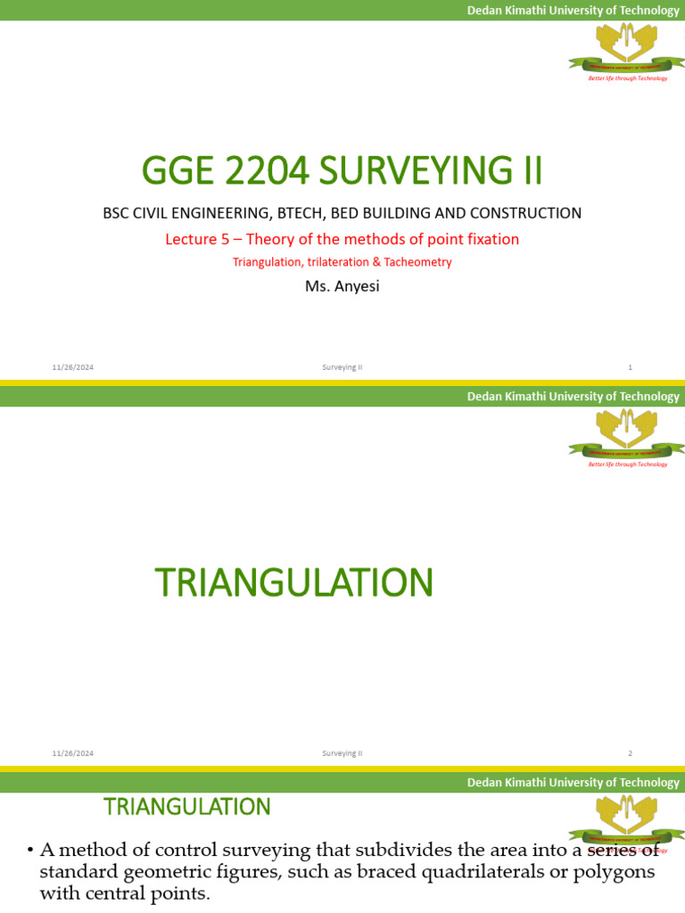 Lecture 5 - GGE 2204 SURVEYING II - Theories of Point of Fixation Methods | PDF | Surveying ...