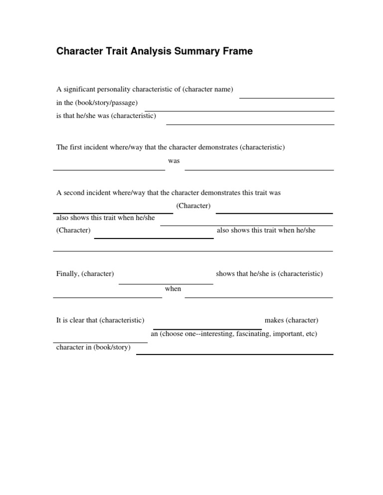 Character Trait Analysis Guide | PDF
